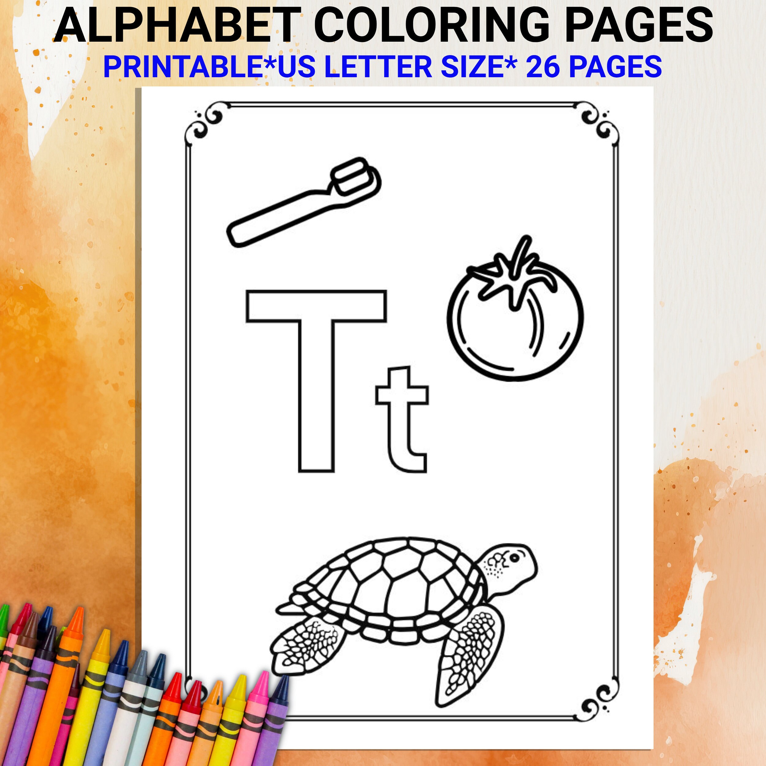 Alphabet Coloring Pages - Printable *US Letter Size* - 26 Pages ...