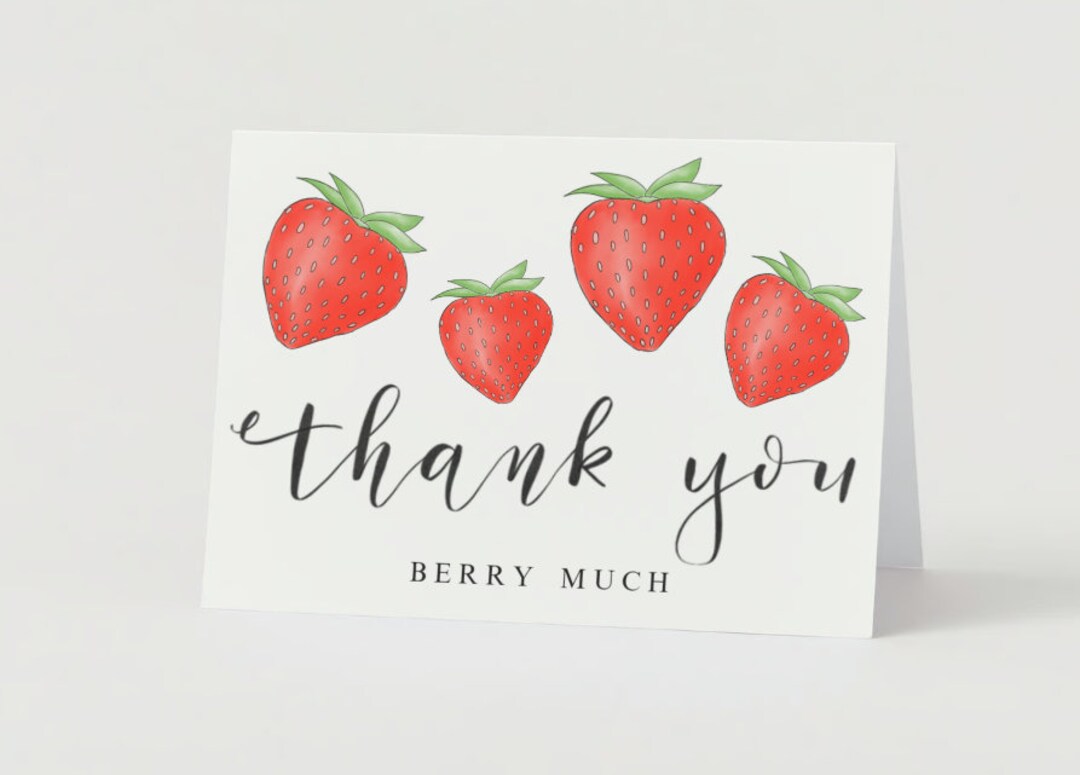 Printable Thank You Berry Much Card - Etsy