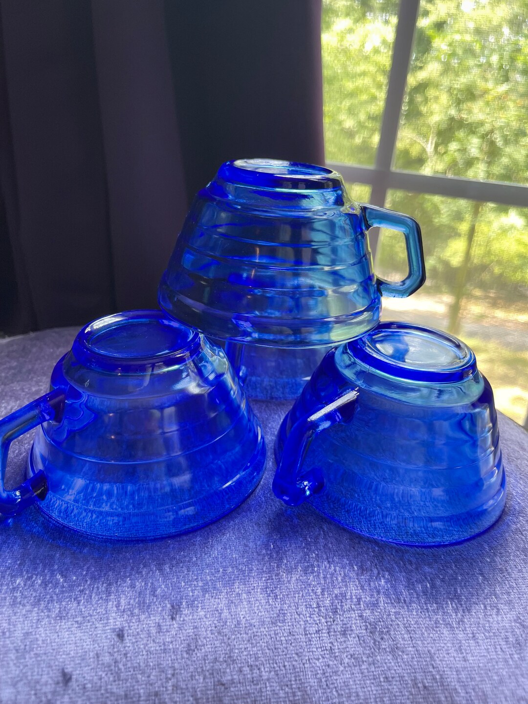 Vintage 1990 Set of Four Cobalt Blue Coffee Cups 6 Ounces.very Durable ...