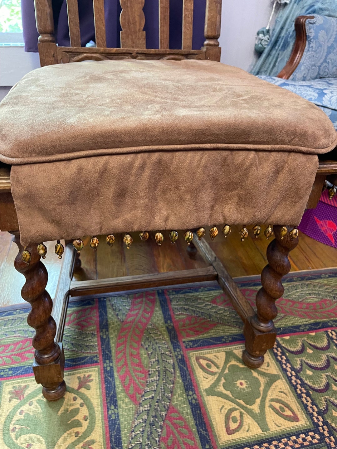 Vintage 1990 Medium Brown Suede Chair Cushion With Beaded Fringe on ...