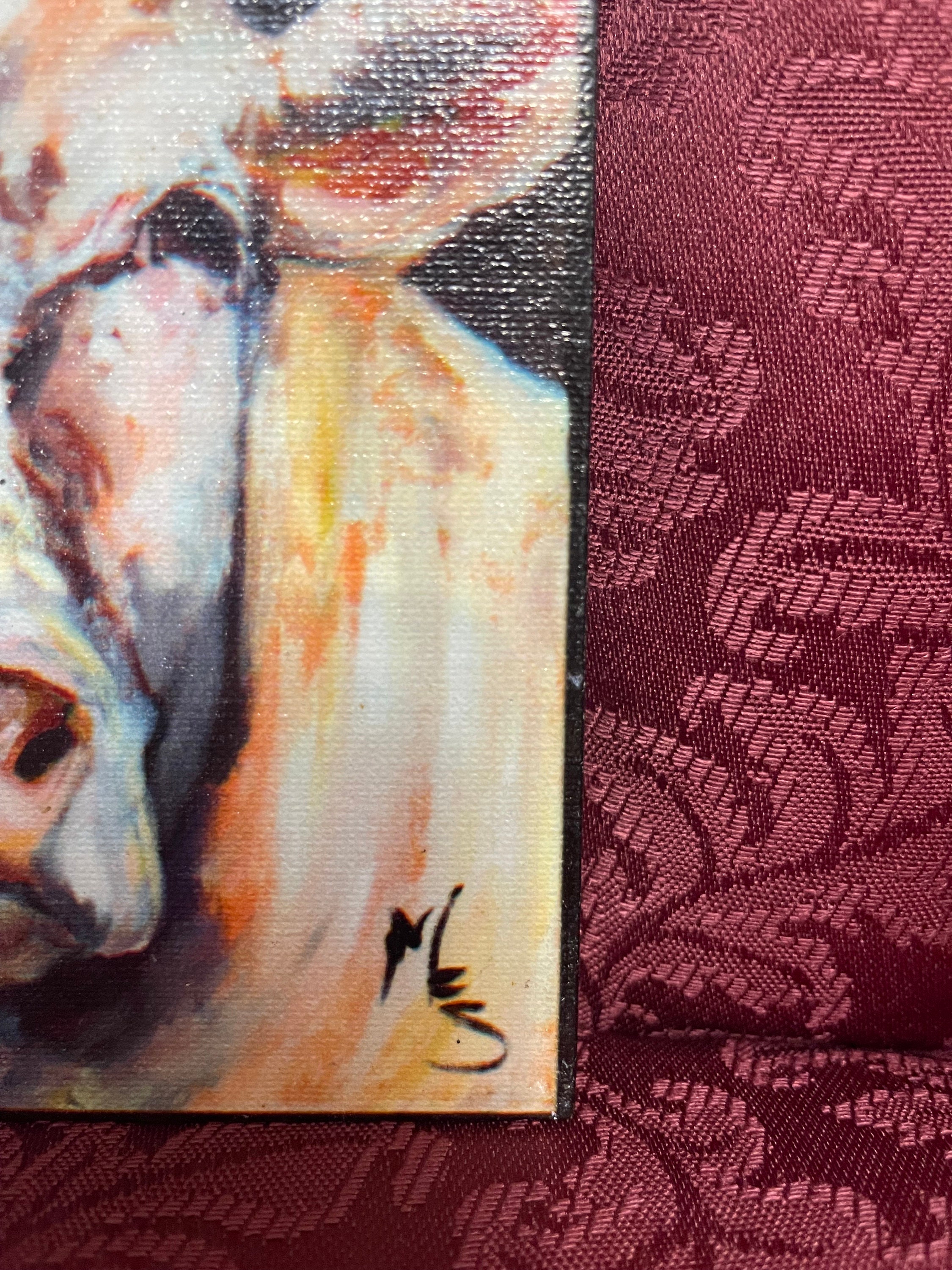 Vintage 1990 Michelle Foy Sucaet Picture of a Bull Signed 7 by 5 Inches ...
