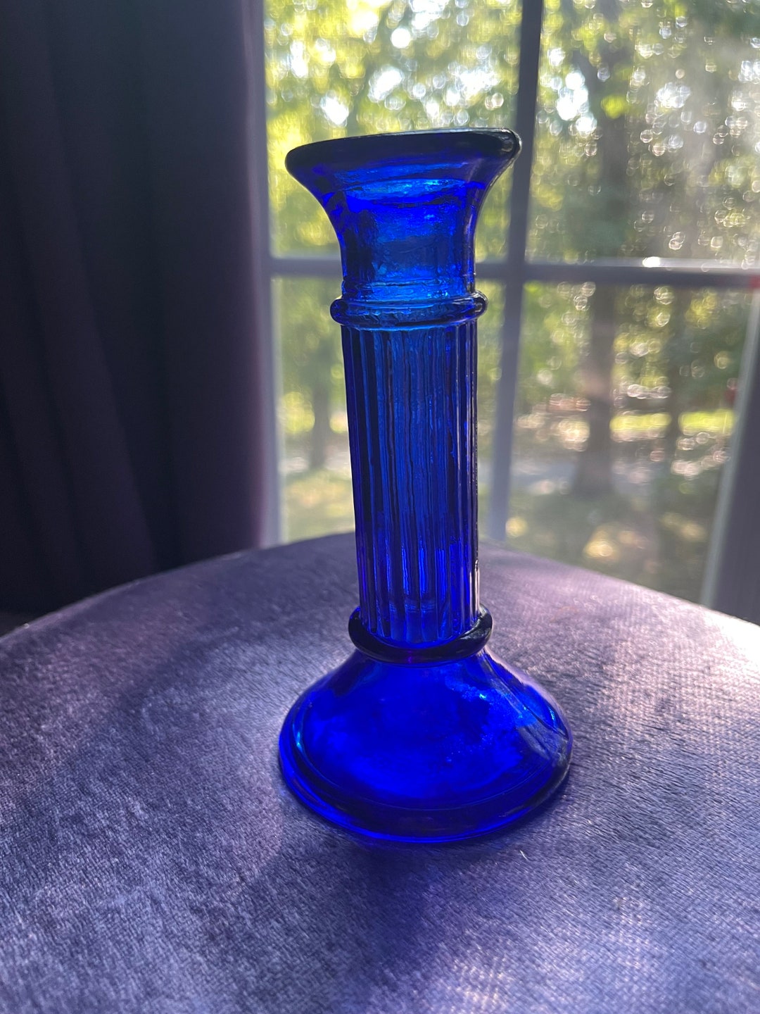 Vintage Intense Cobalt Blue Glass Candle Stick or Single Bud Vase.about ...