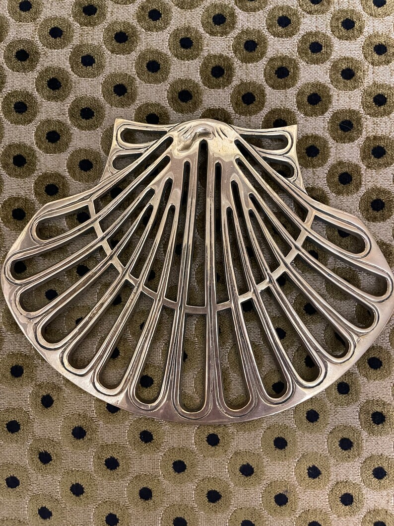 Vintage 1960 Brass Scallop Shell Trivet.great Condition.no Rust or ...