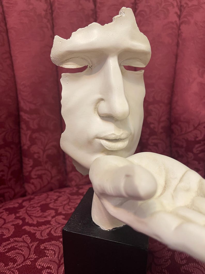 Vintage 2005 TMS White Plaster Sculpture “blowing Kiss “on Black Heavy ...