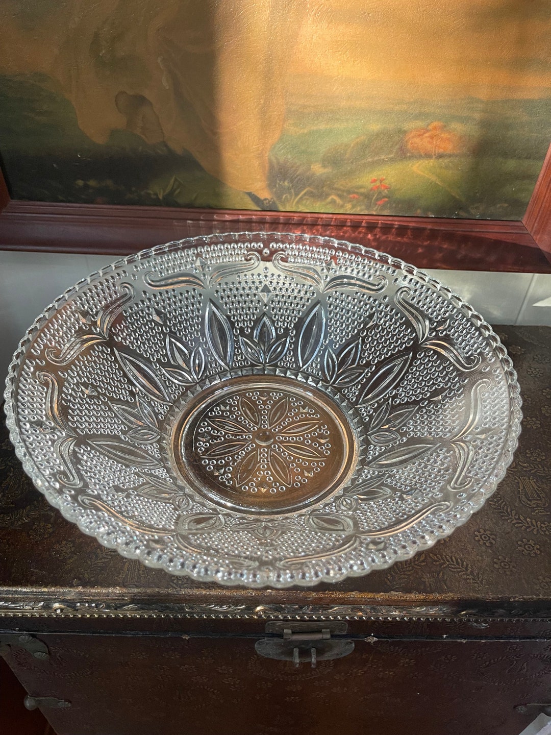 Vintage Mid Century Hobnail Cut Glass Flowers Pattern Salad/fruit Bowl ...