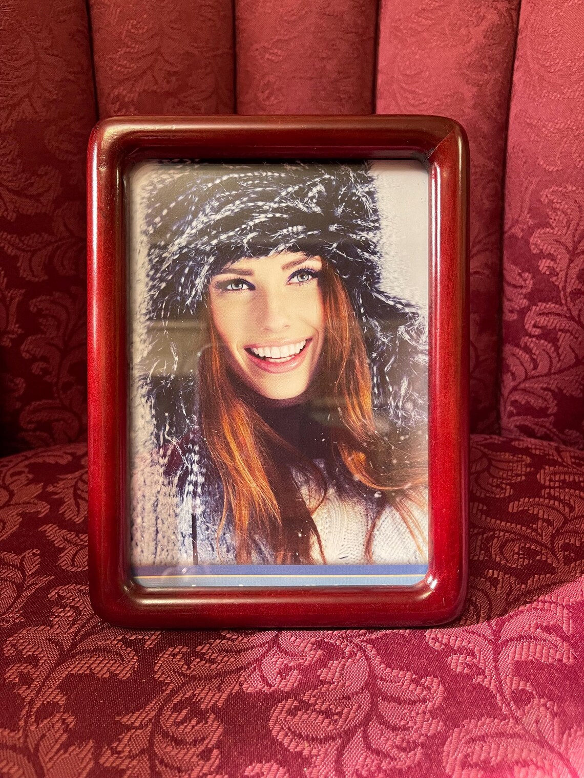 Vintage 1990 Cherry Wood Picture/photo Frame 5”x 7” Image.sits and ...