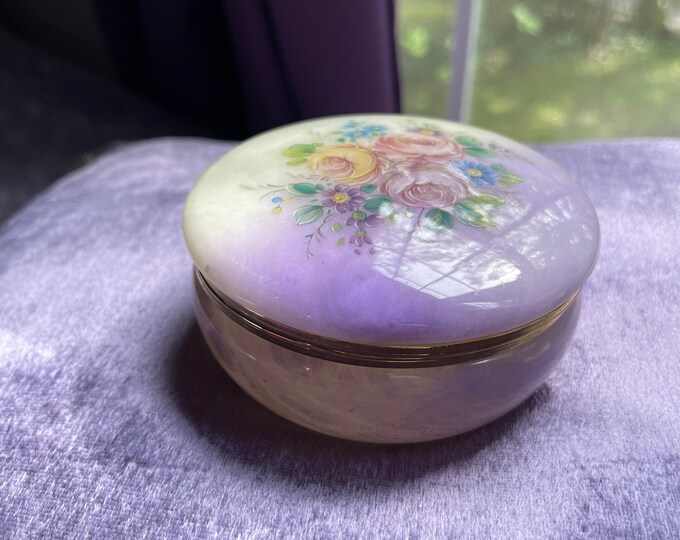 Vintage 1970 Italian Alabaster Jewelry/trinket Box 4 “diameter, 1,5 ...