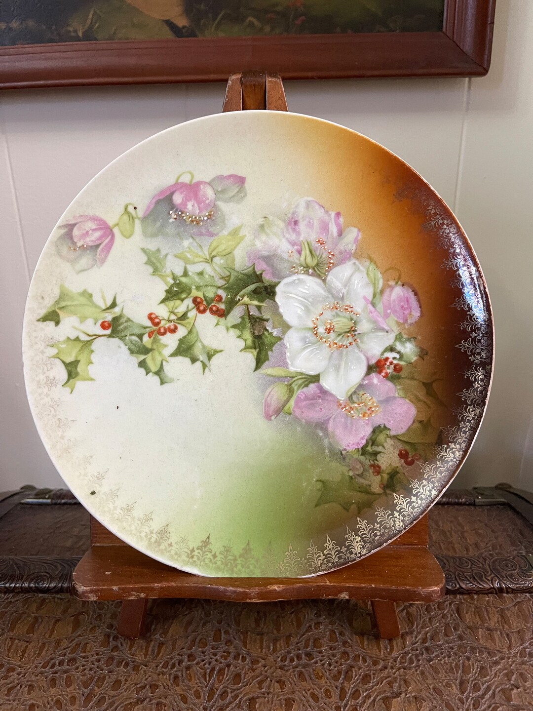Antique 1910-1920 Bavarian Hand Painted Plate 8.5 Inches Diameter With ...