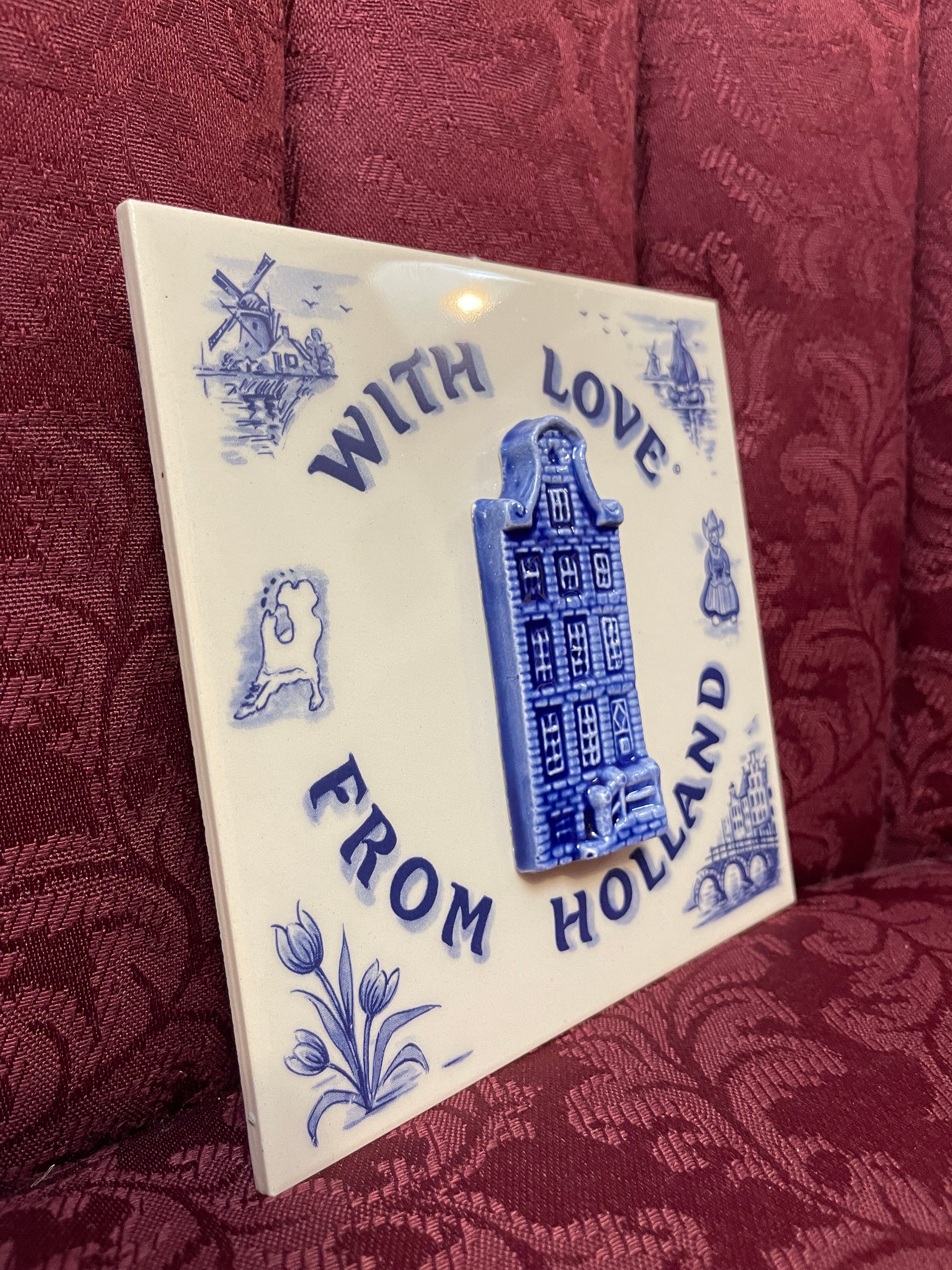 Vintage 1985 Made in Holland Delft Blue Decorative Handpainted Tile ...