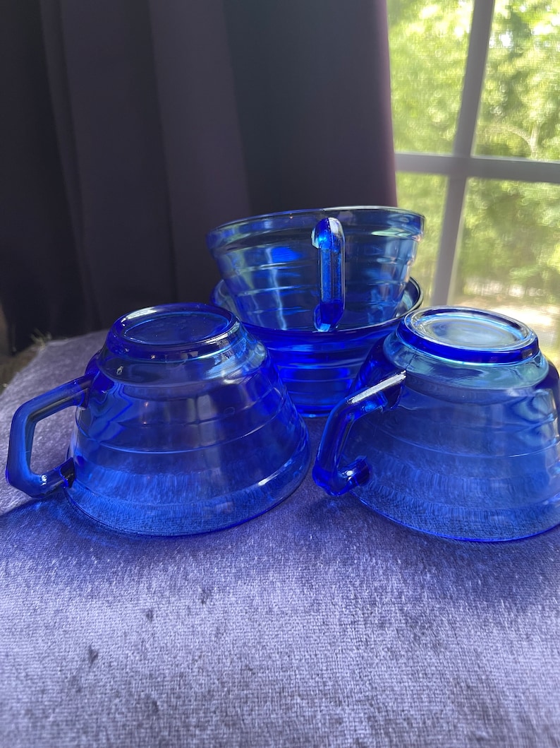 Vintage 1990 Set of Four Cobalt Blue Coffee Cups 6 Ounces.very Durable ...