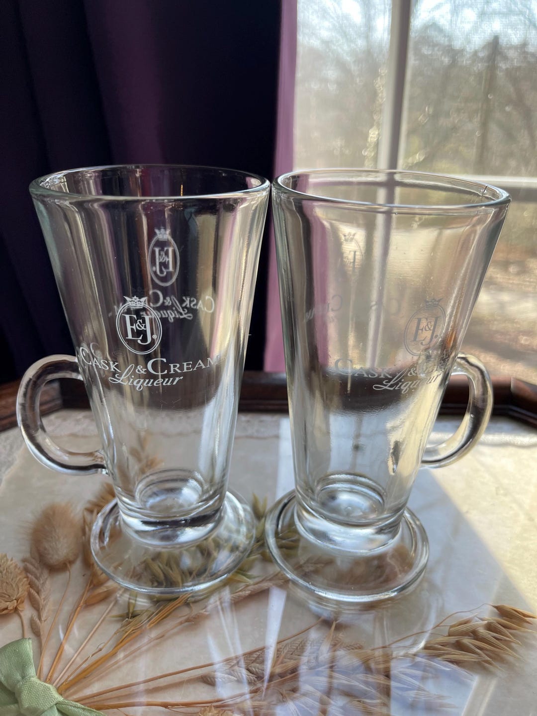 Vintage Cask & Cream Liqueur Irish Coffee Tall Glasses.set of Two ...