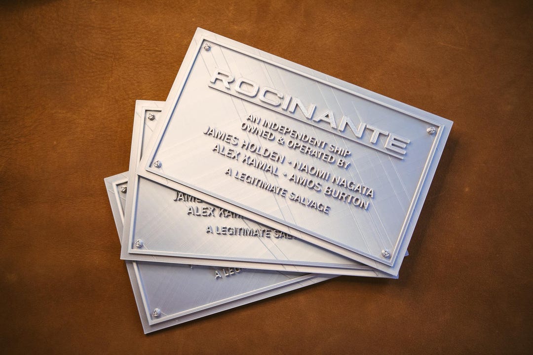Rocinante Ship Plaque Replica – Sci-fi Wall Sign – 3D Printed Silver ...