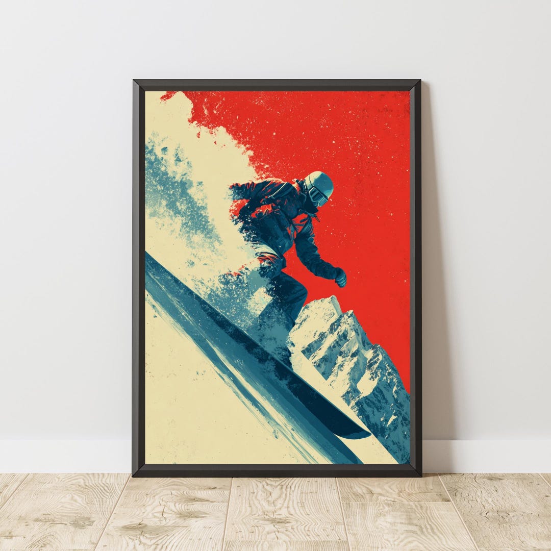 Snowboard Poster, Snowboarding Wall Art, Winter Sports Print, Extreme ...