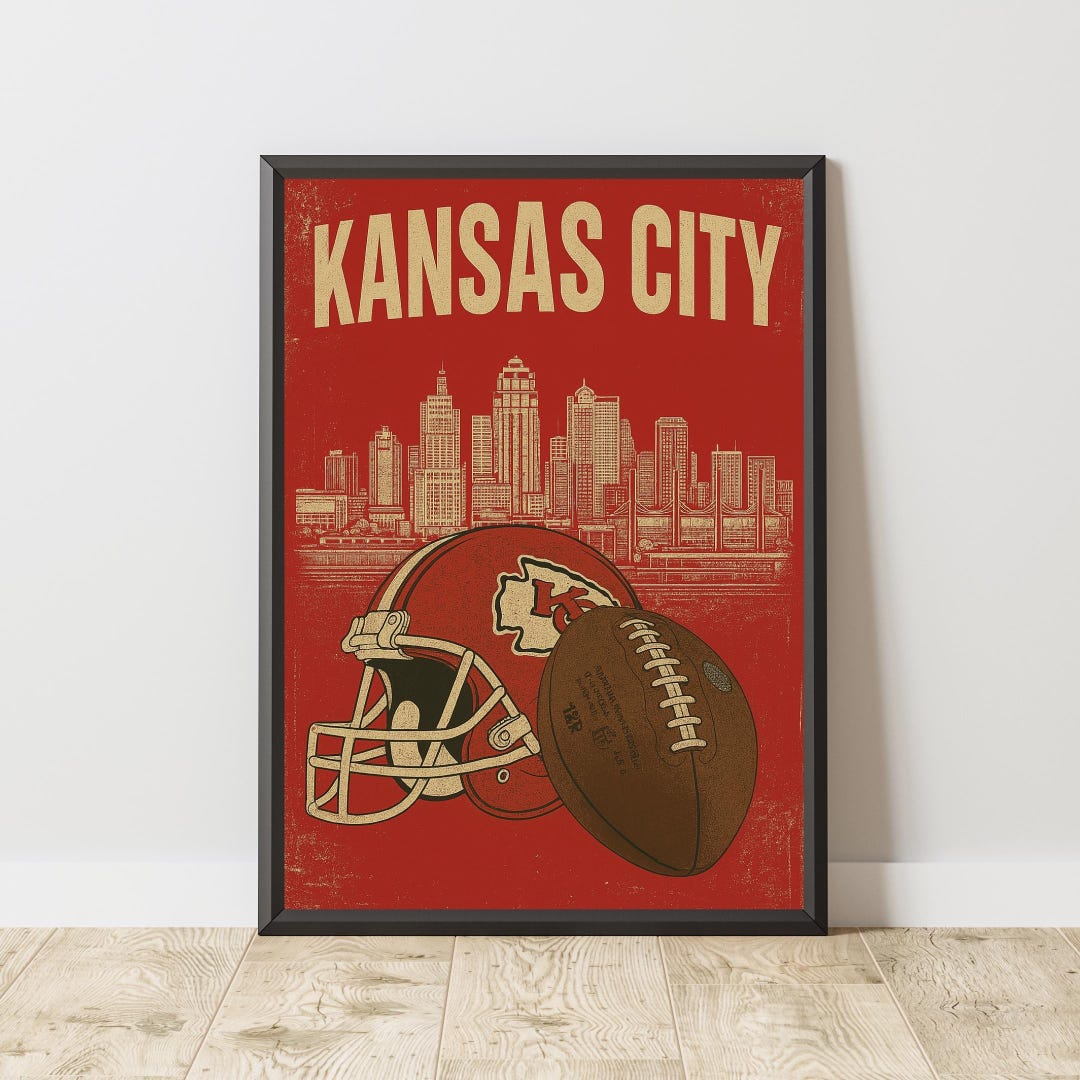 Vintage Football Poster, Vintage NFL Print, Football Print, Football ...