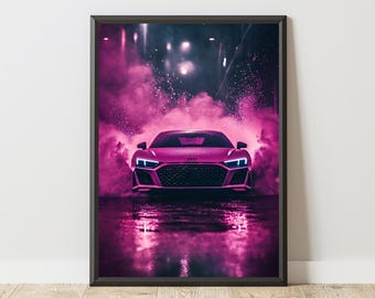 Audi R8 Sports Car Poster, Audi R8 Poster, Audi R8 Print, Sports Car ...