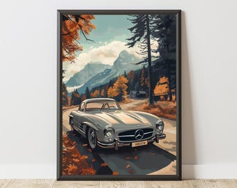 Mercedes 300 SL Poster, Vintage Mercedes 300 SL Digital Download ...