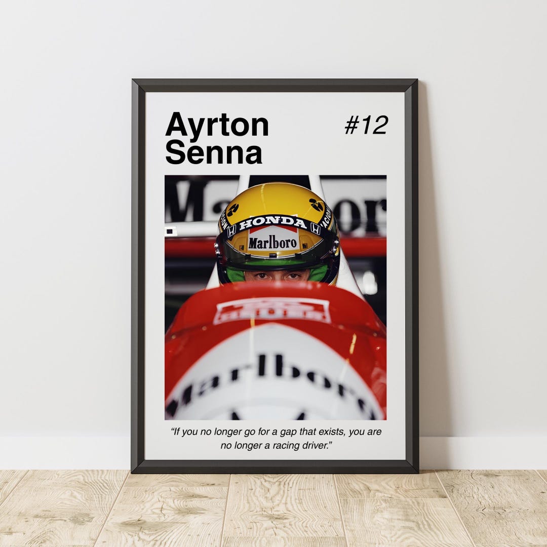 Ayrton Senna Poster, Ayrton Senna Print, Ayrton Senna Wall Art, Formula ...