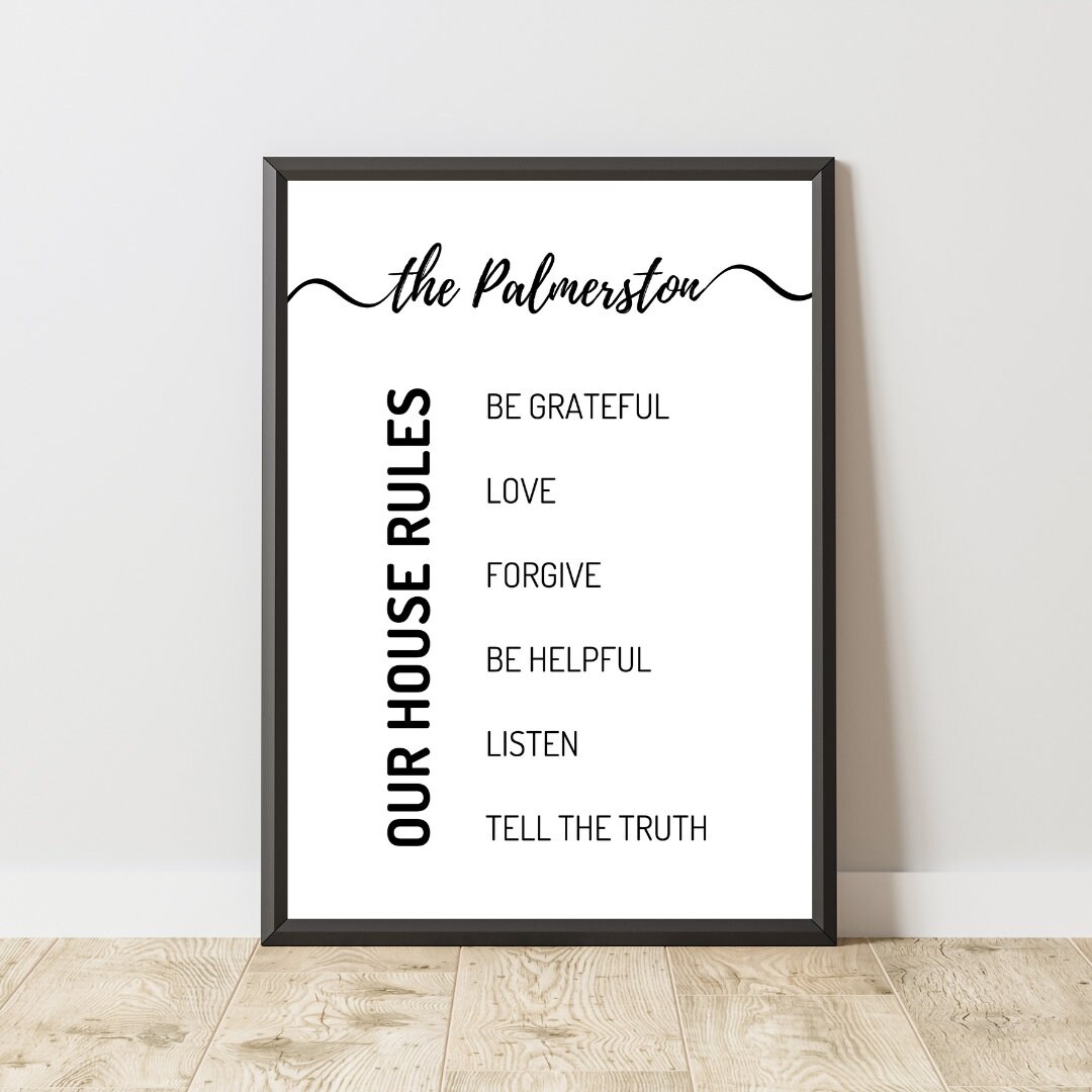 Personalized House Rules Poster, Custom House Rules Poster, Family ...