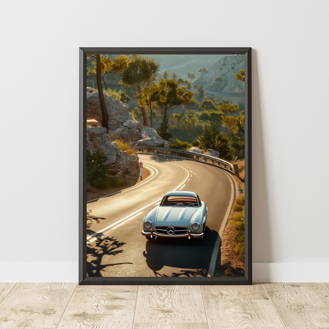 Mercedes 300 SL Poster, Mercedes 300 SL Print, Vintage Mercedes Wall ...