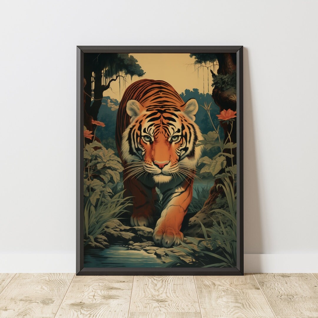 Tiger Poster Tiger Print Tiger Wall Art Vintage Tiger - Etsy