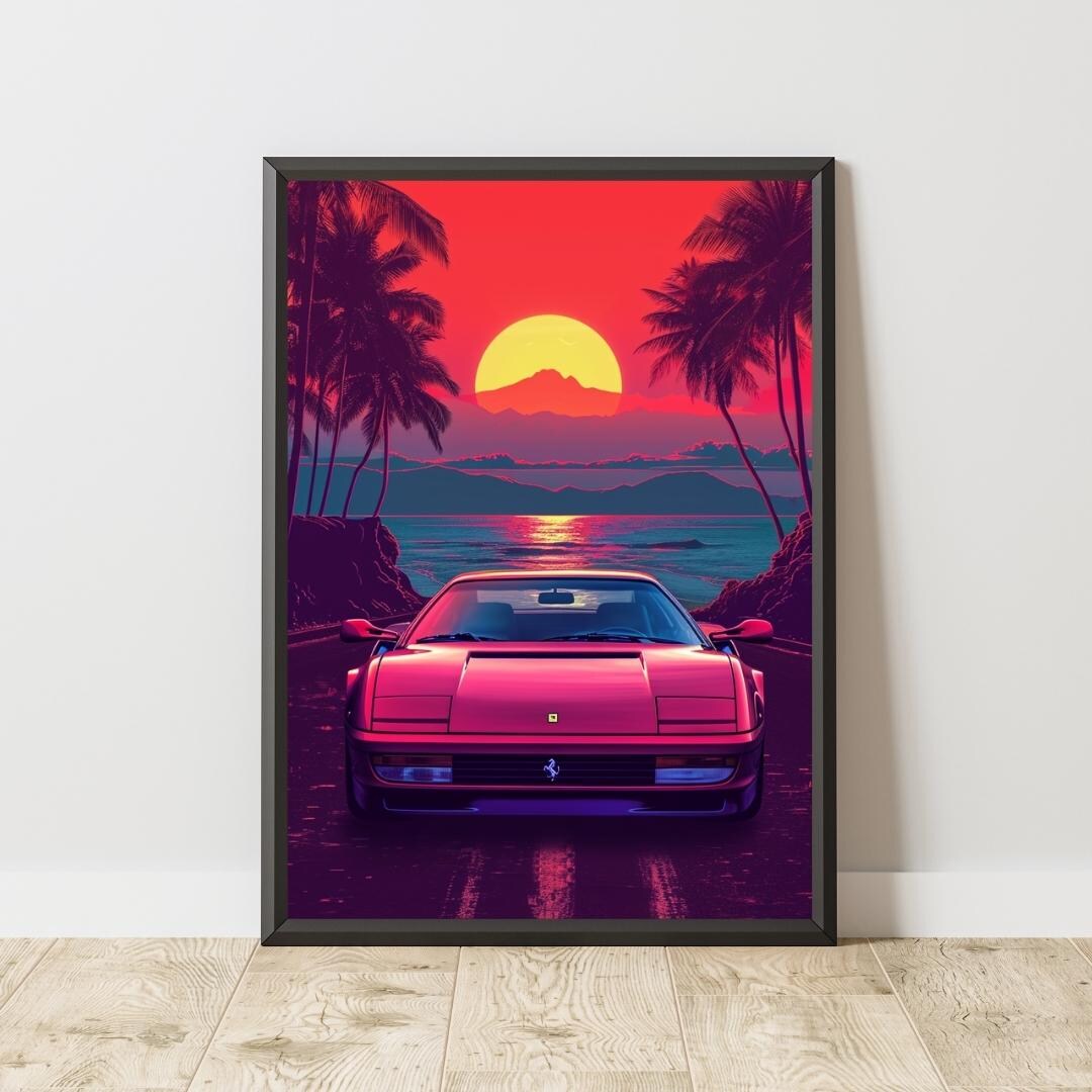 Ferrari Testarossa Poster, Vintage Ferrari Print, Vintage Ferrari Wall ...