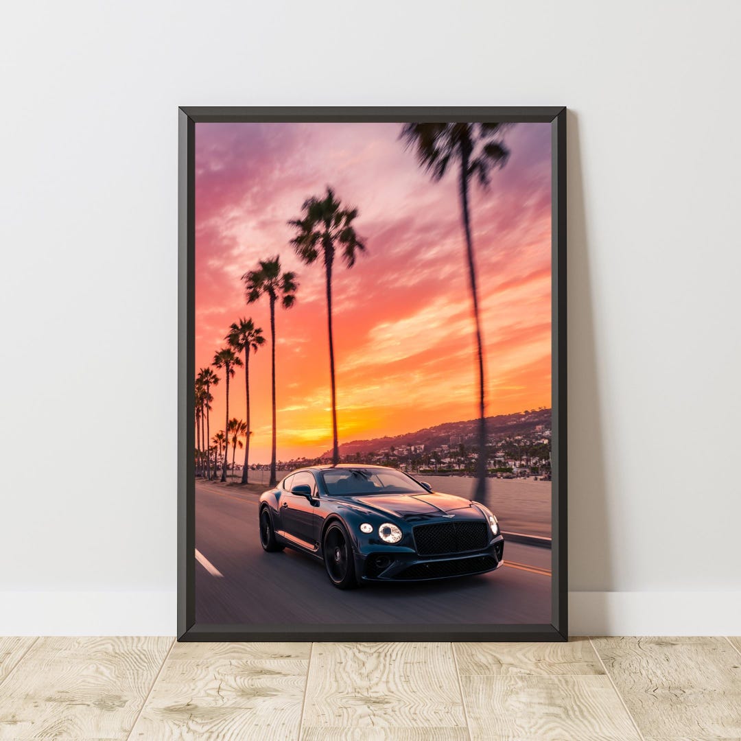 Bentley Continental Poster, Bentley Print, Bentley Wall Art, Luxury Car Poster, Luxury Car Print ...