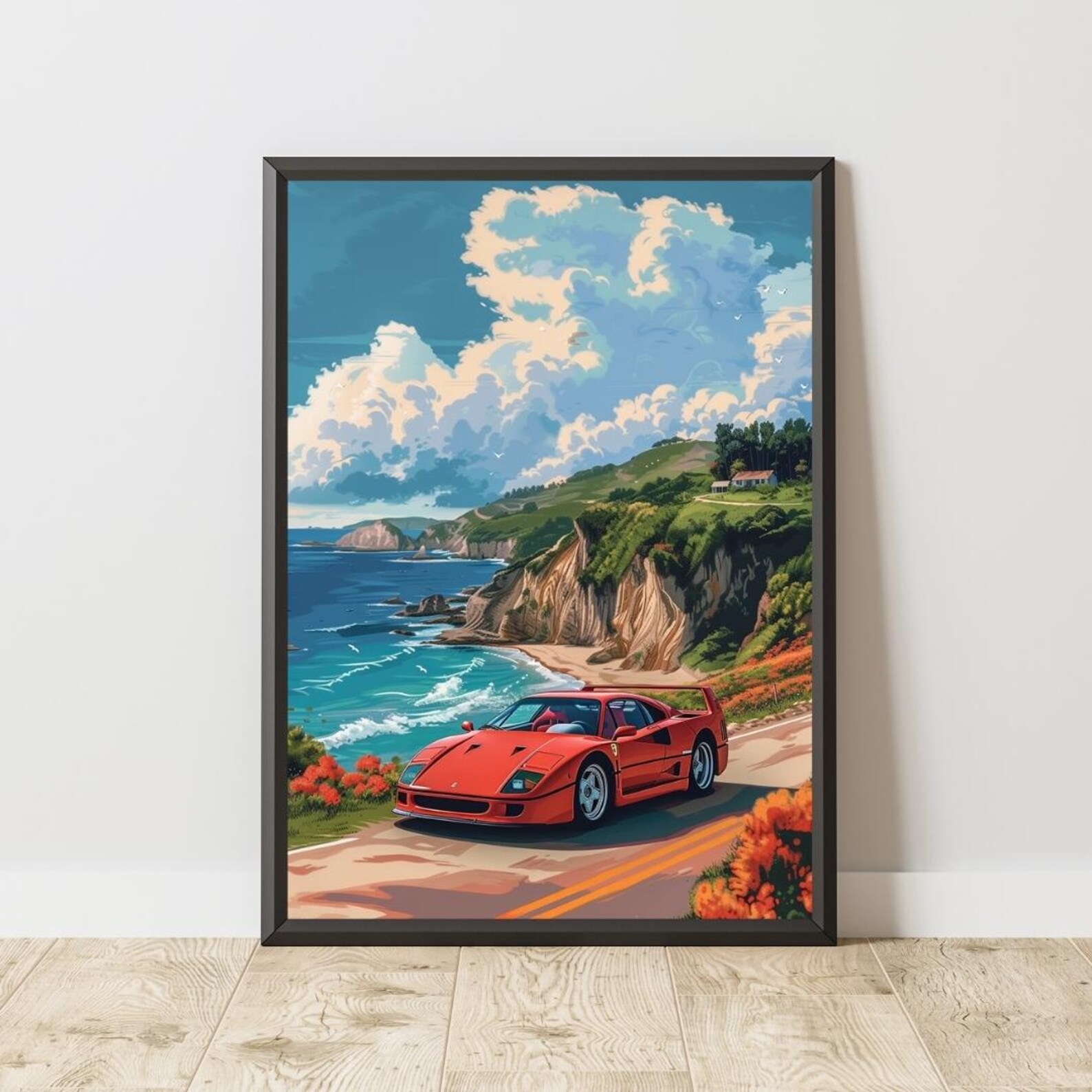 Ferrari F40 Poster, Vintage Ferrari Print, Vintage Ferrari Wall Art ...