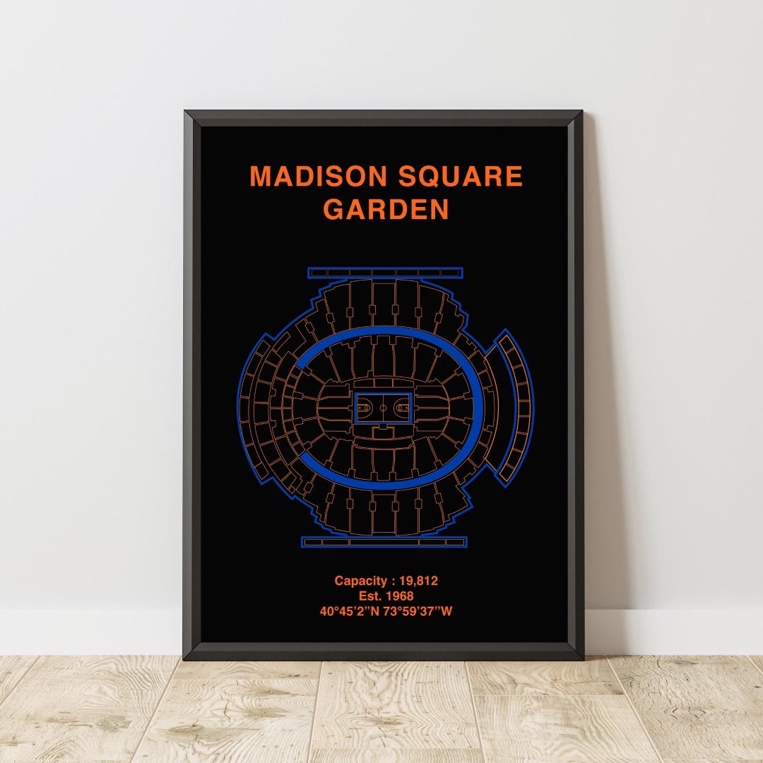 New York Knicks Poster, Madison Square Garden Print, Basketball Poster ...