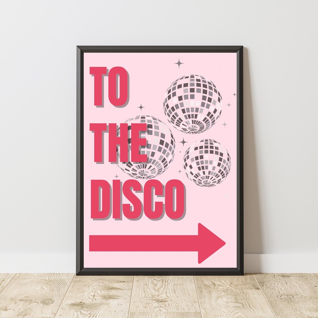 Disco Ball Poster, Pink Aesthetic Wall Art, Retro Party Decor, Disco ...