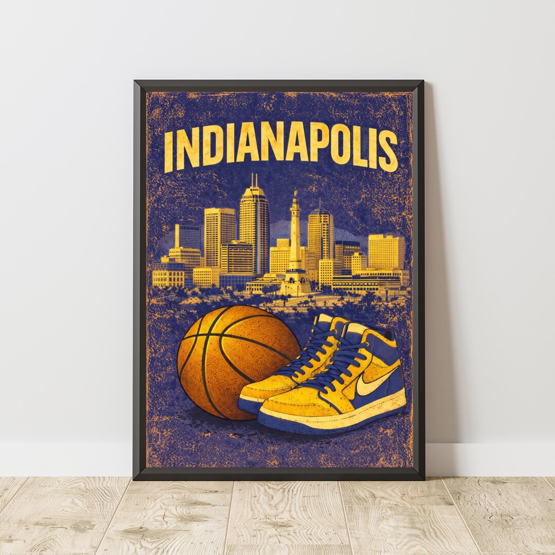 Vintage Indianapolis Basketball Poster, Basketball Print, Basketball ...