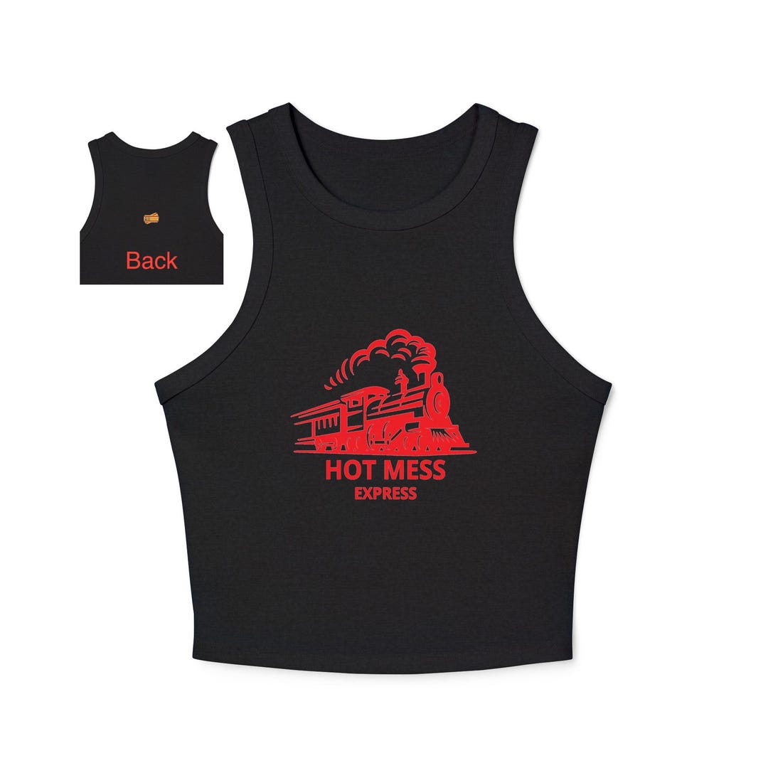 Hot Mess Express Train Illustration Tank Top | Graphic Racer Tank - Etsy