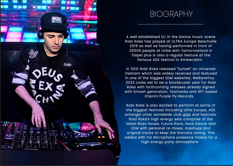 DJ Press Kit Template, EPK, 10 Page, Fully Customizable, Canva, Media ...