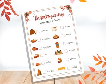 Thanksgiving Scavenger Hunt Printable Family Fun Activity, Instant ...