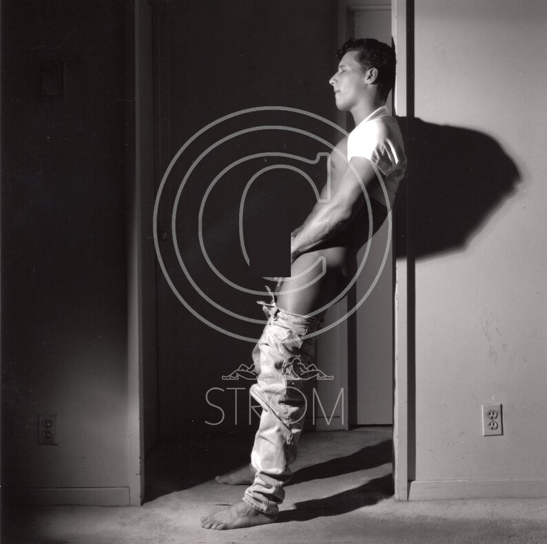 ER09 Angle B&W Photograph, Young Nearly-nude Male, Aroused logo Not in Print - Etsy