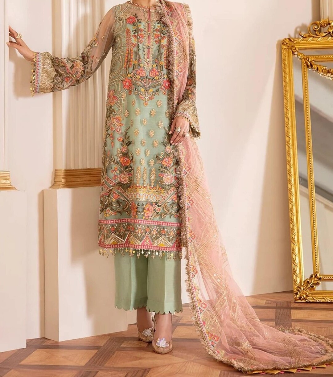 Pakistani Designer Hand Embroidered Three Piece Suit - Etsy
