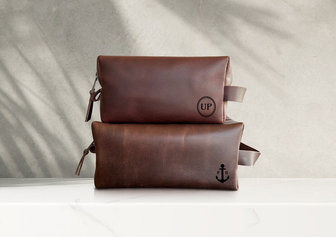 Custom Leather Toiletry Bag | Personalized Dopp Kit for Men ...