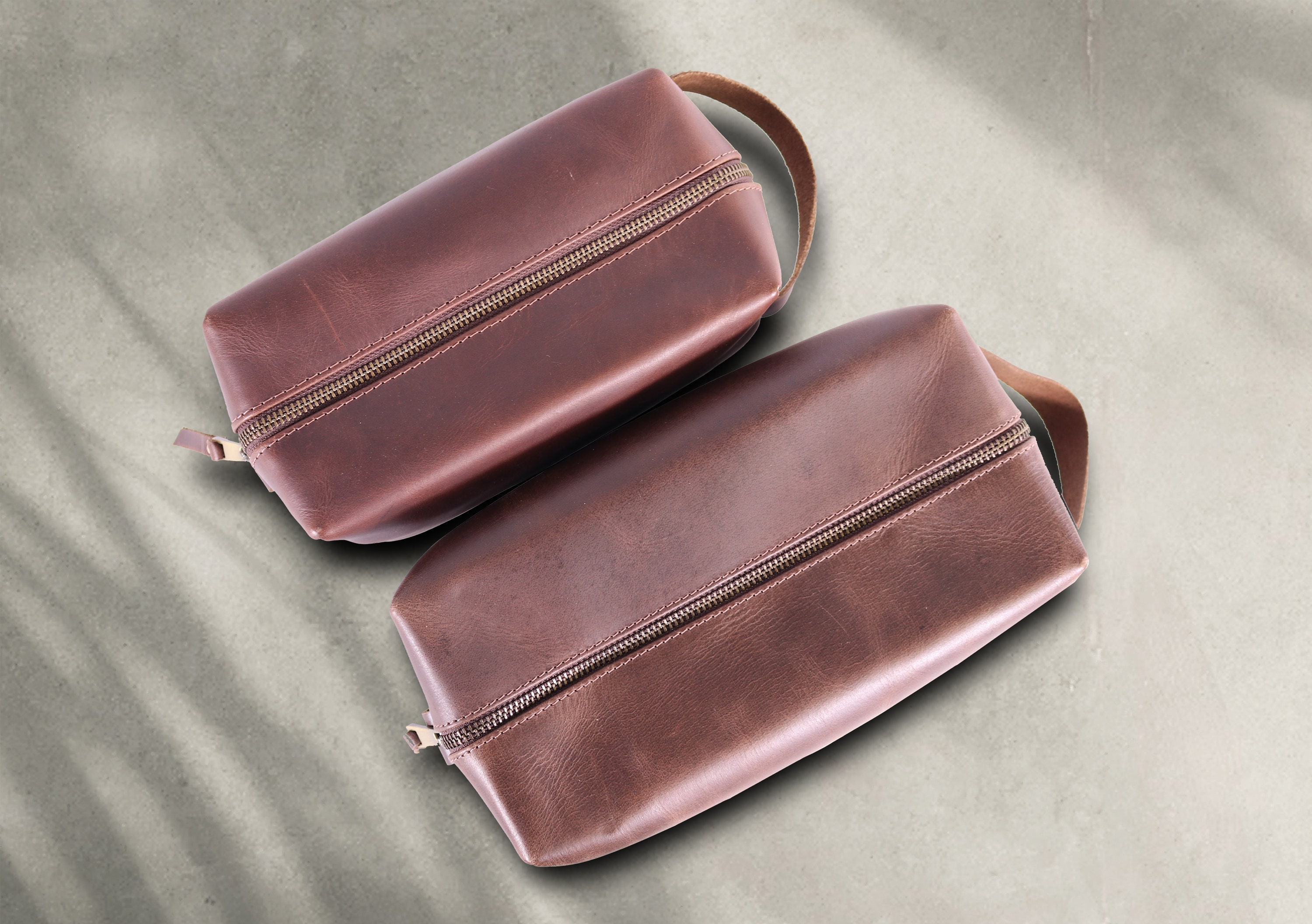 Custom Leather Toiletry Bag Personalized Dopp Kit for Men Monogrammed ...