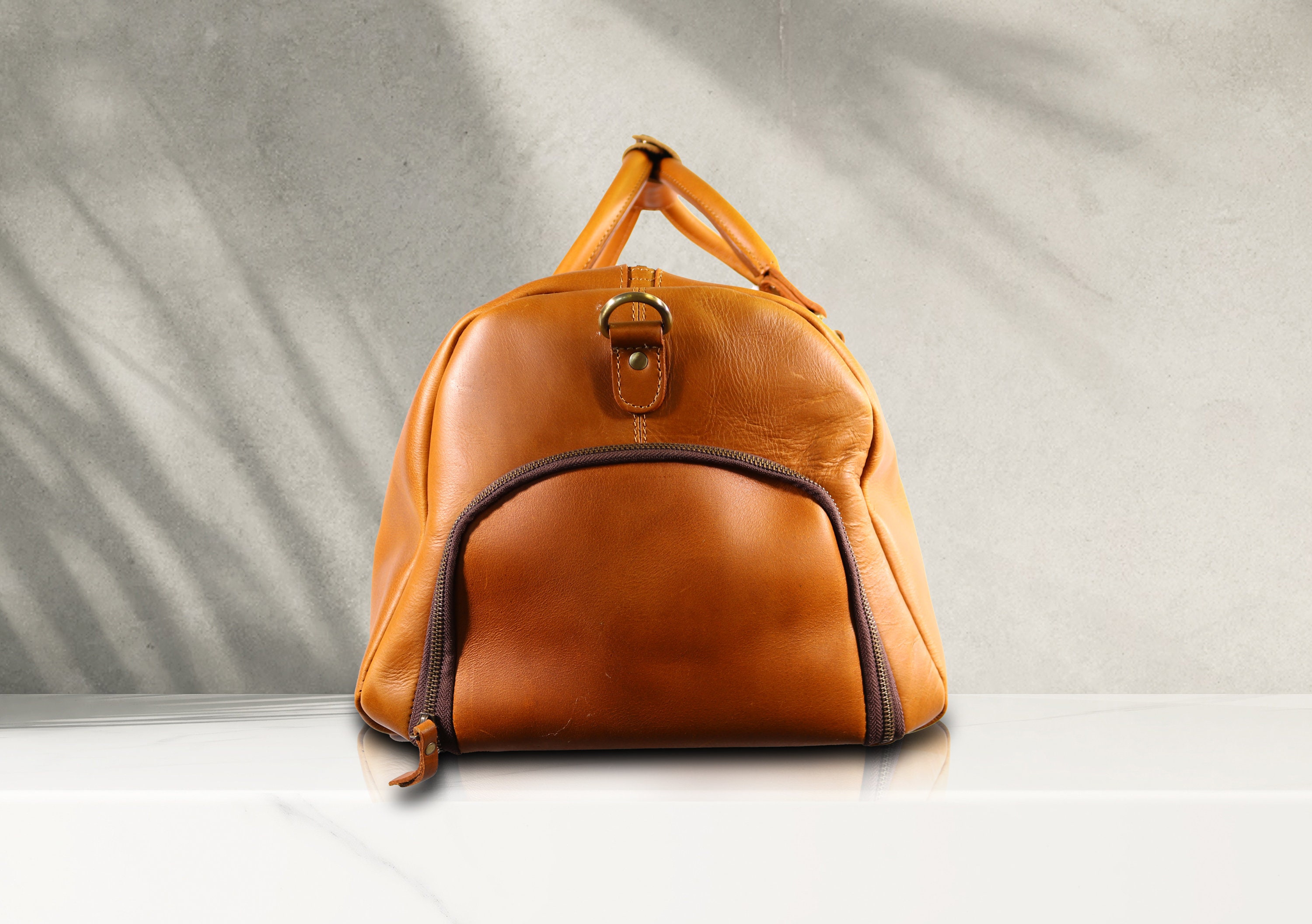 Personalized Full Grain Leather Duffle Bag - Engraved Travel Weekender ...