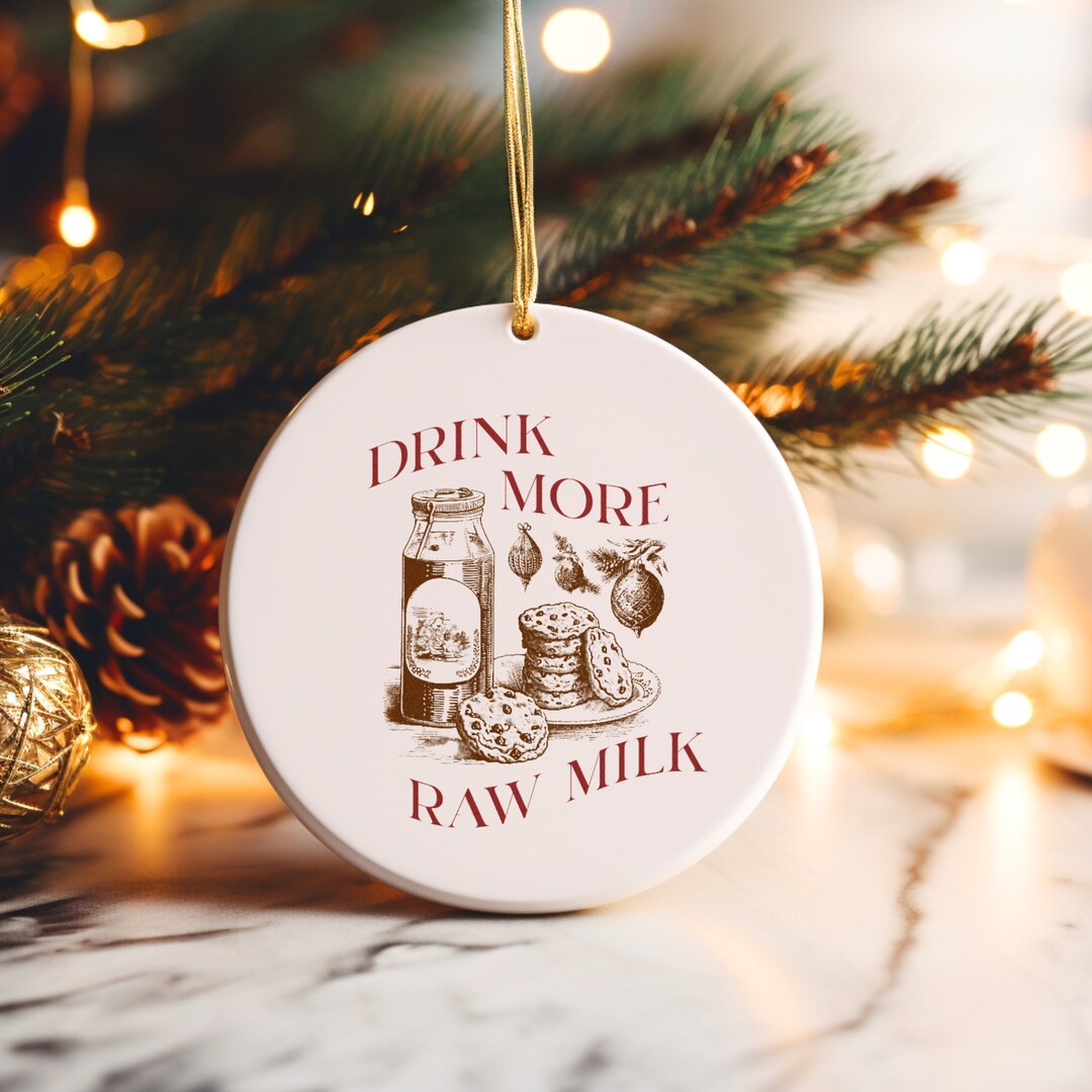 Raw Milk Lover Ornament, Retro Crunchy Mama Handmade Keepsake, Funny ...