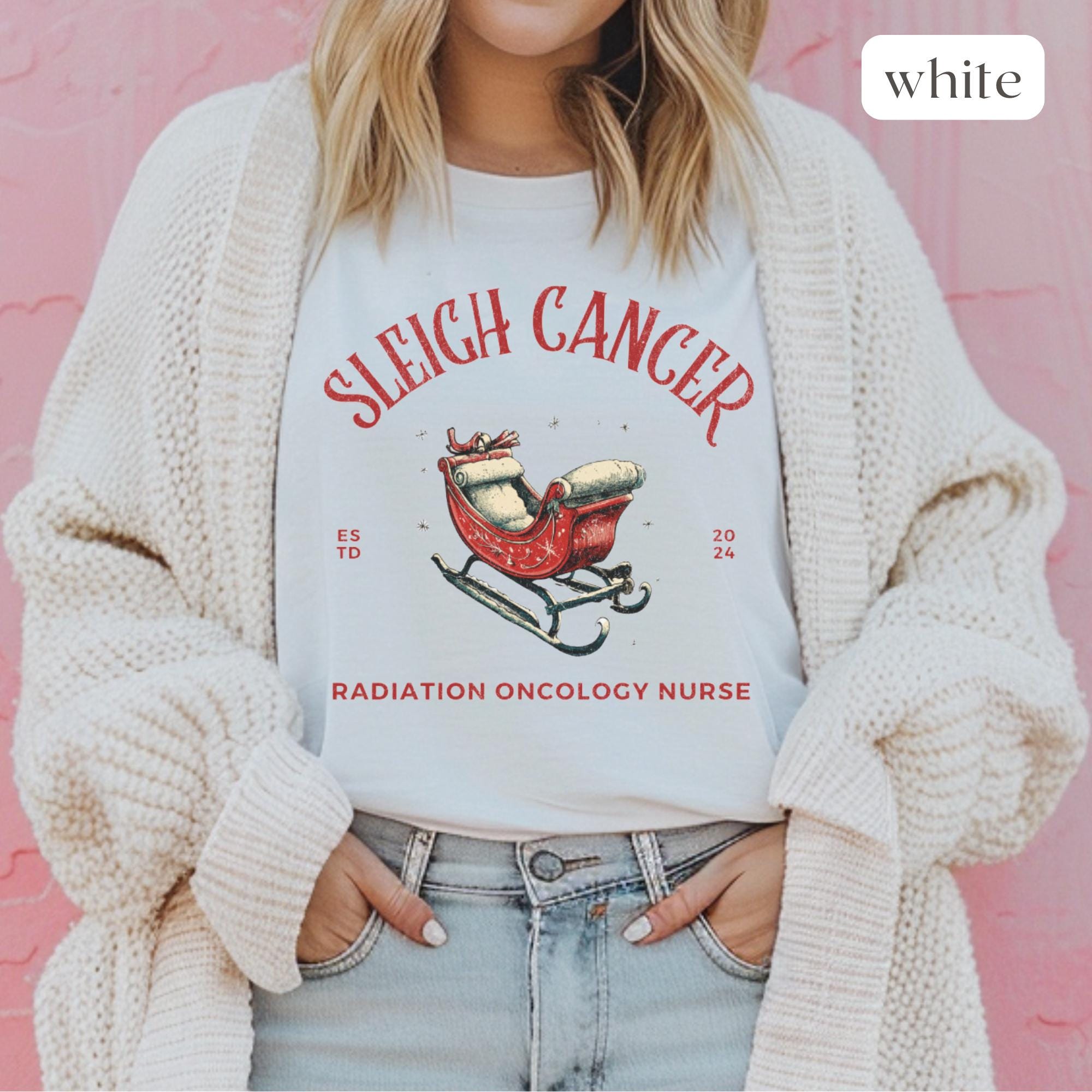 Christmas Oncology Nurse Shirt, Sleigh Cancer Nurse Crew, Trendy ...