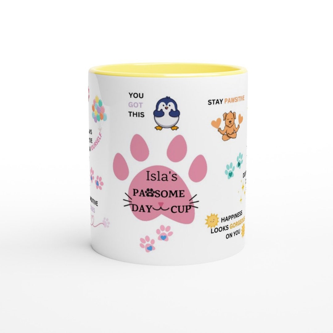 Pawsome, Personalised, Morning Mindset Mug, Daily Affirmation Mug ...