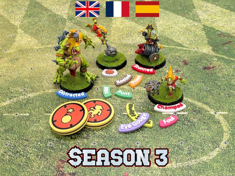 Blood Bowl Token Set With Season 3 Status Markers, Blitz, Pass, Hand ...