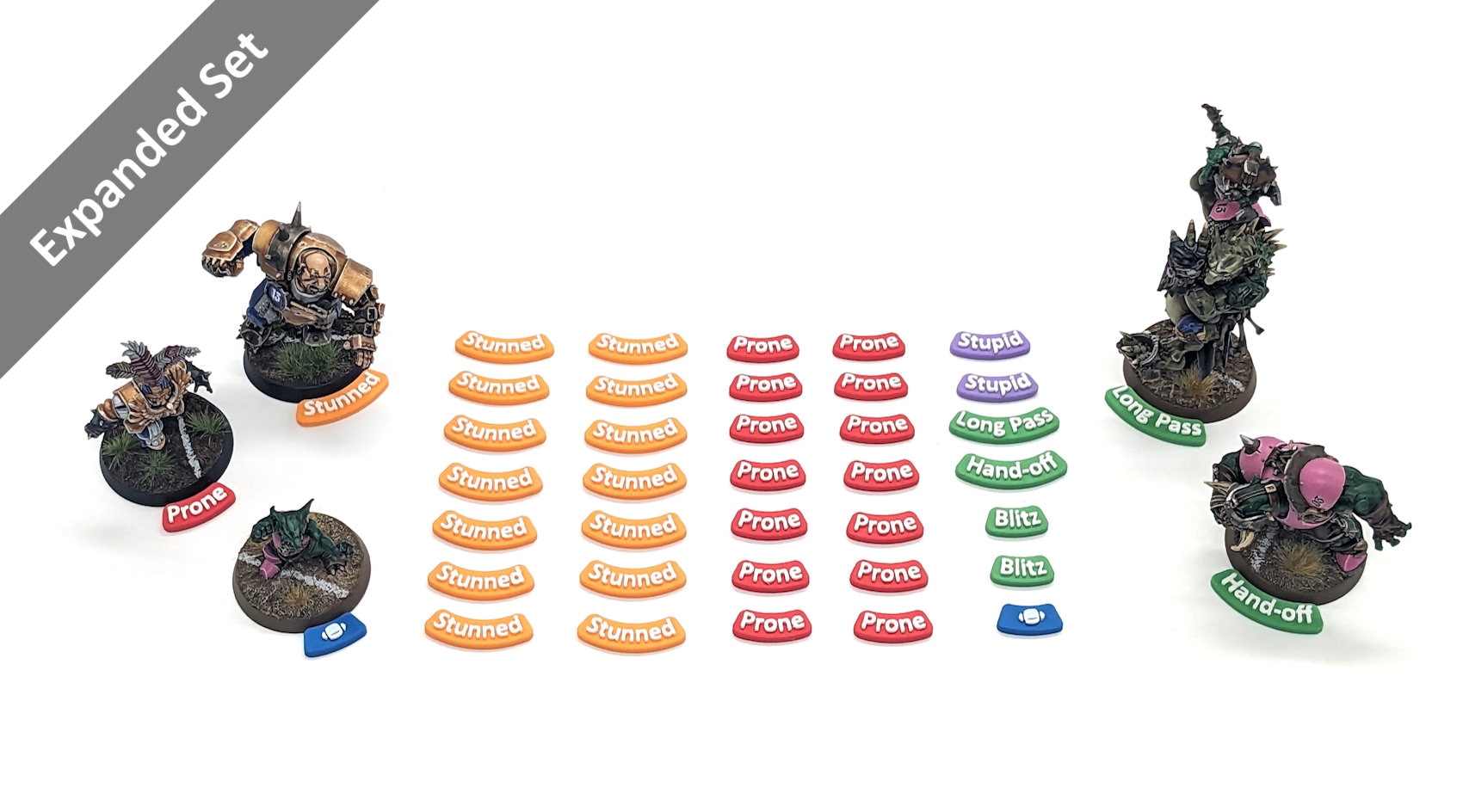 Blood Bowl Markers With Status Tokens, Blitz, Long Pass, Hand-off, Ball ...