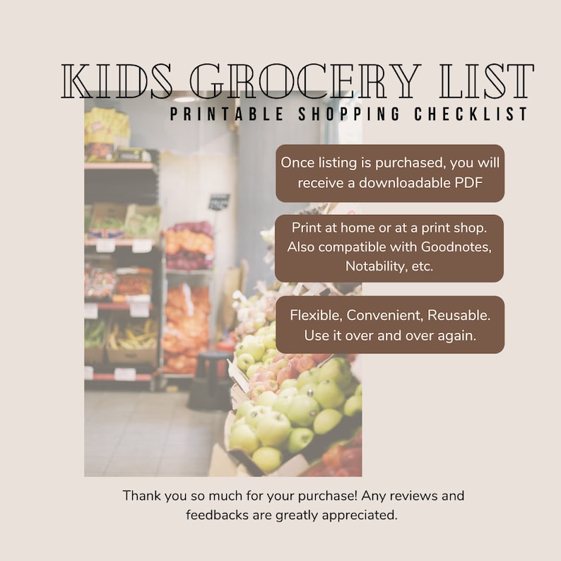 Kids Grocery Store List, Visual Shopping List, Food Checklist ...