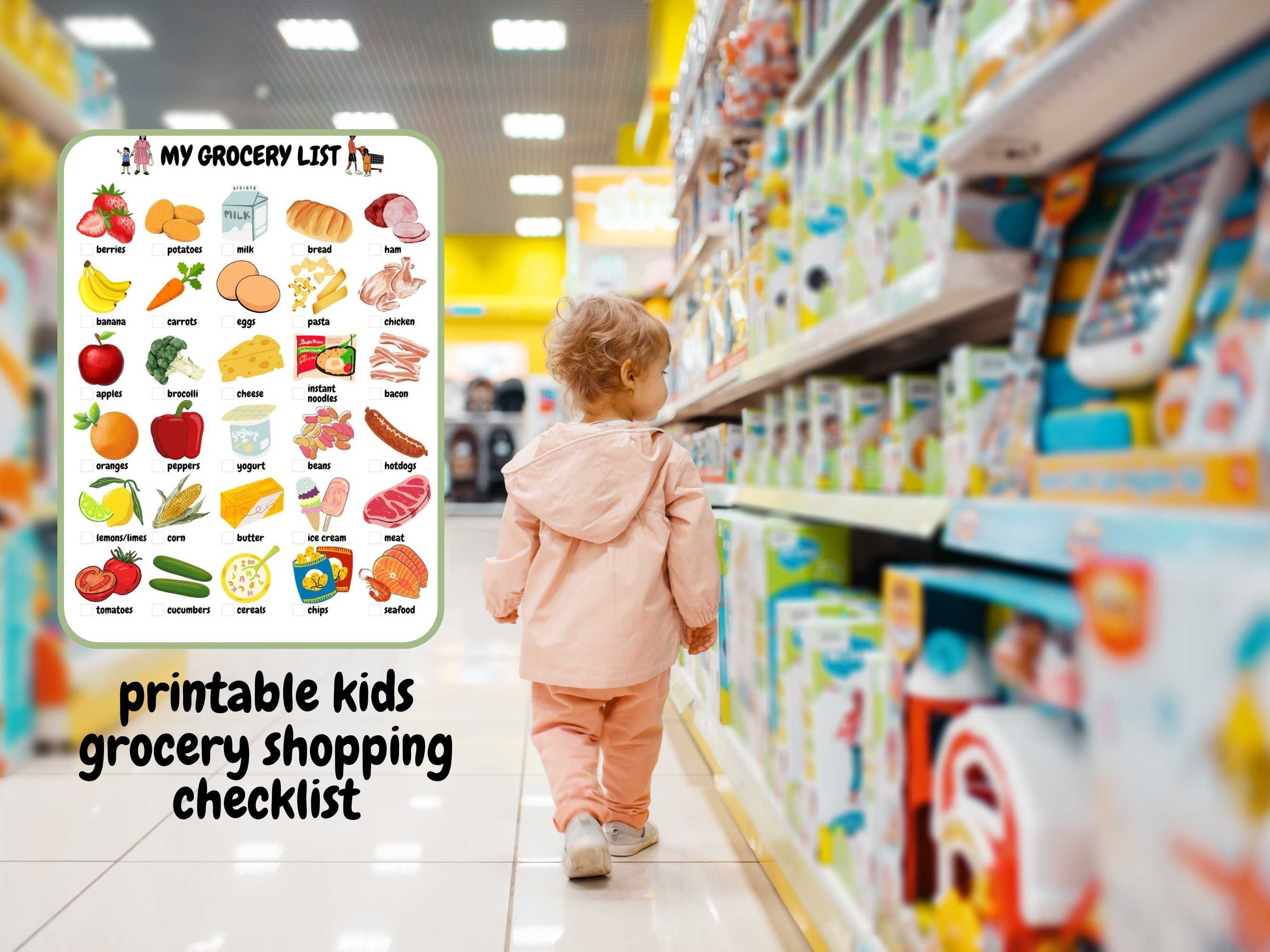 Kids Grocery Store List, Visual Shopping List, Food Checklist ...