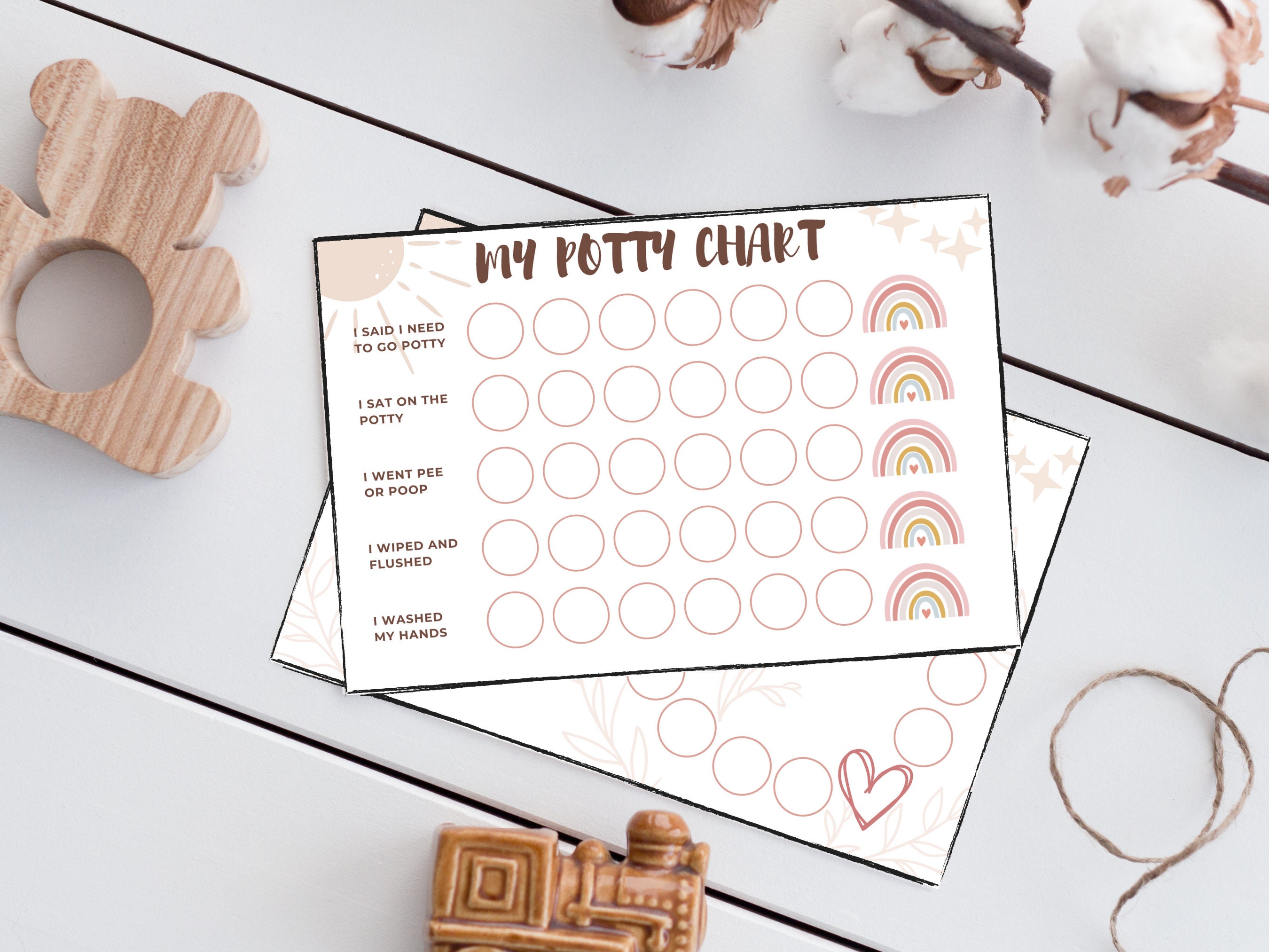 Cute Kids Potty Training Chart, Neutral Aesthetic or Boho, Reward ...