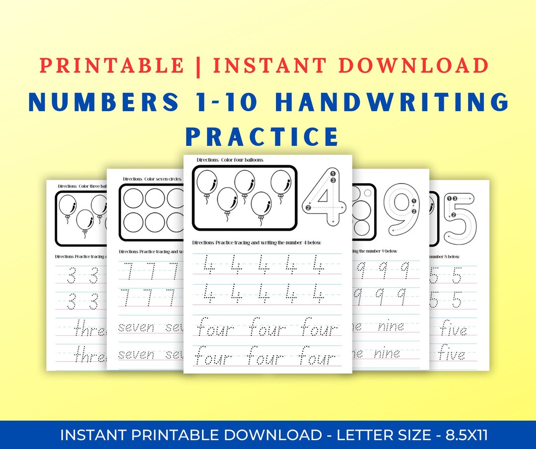 Kindergarten Preschool Numbers Handwriting and Counting - Etsy UK