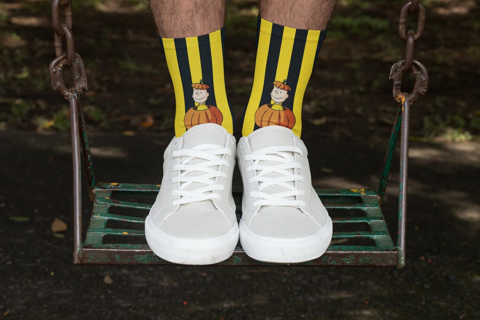 Charlie Brown, Yellow and Black Sublimation Socks Charlie Brown Themed ...