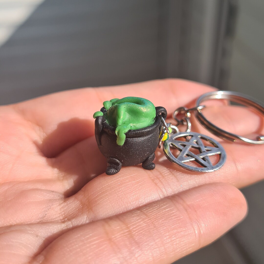Halloween-themed Witch Cauldron Keychain - Etsy