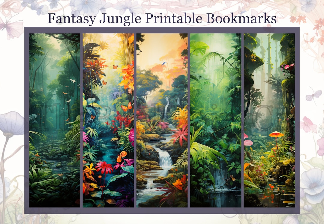 Fantasy Jungle Printable Bookmarks Digital Bookmarks - Etsy
